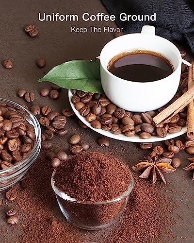 boly Electric Burr Coffee Grinder, Adjustable Burr Mill Coffee Bean Grinder with 18 Grind Settings, Burr Coffee Grinder for Espresso, Drip Coffee and French Press, White