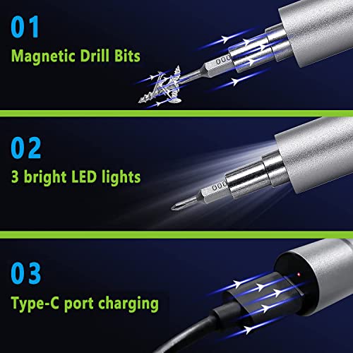 wowstick Precision Electric Screwdriver Set, Mini Electric Screwdriver With 20 Precision Magnetic Bits, USB-C Rechargeable Portable Repair Tool Kit For Repairing Cell Phones, Watches, Cameras