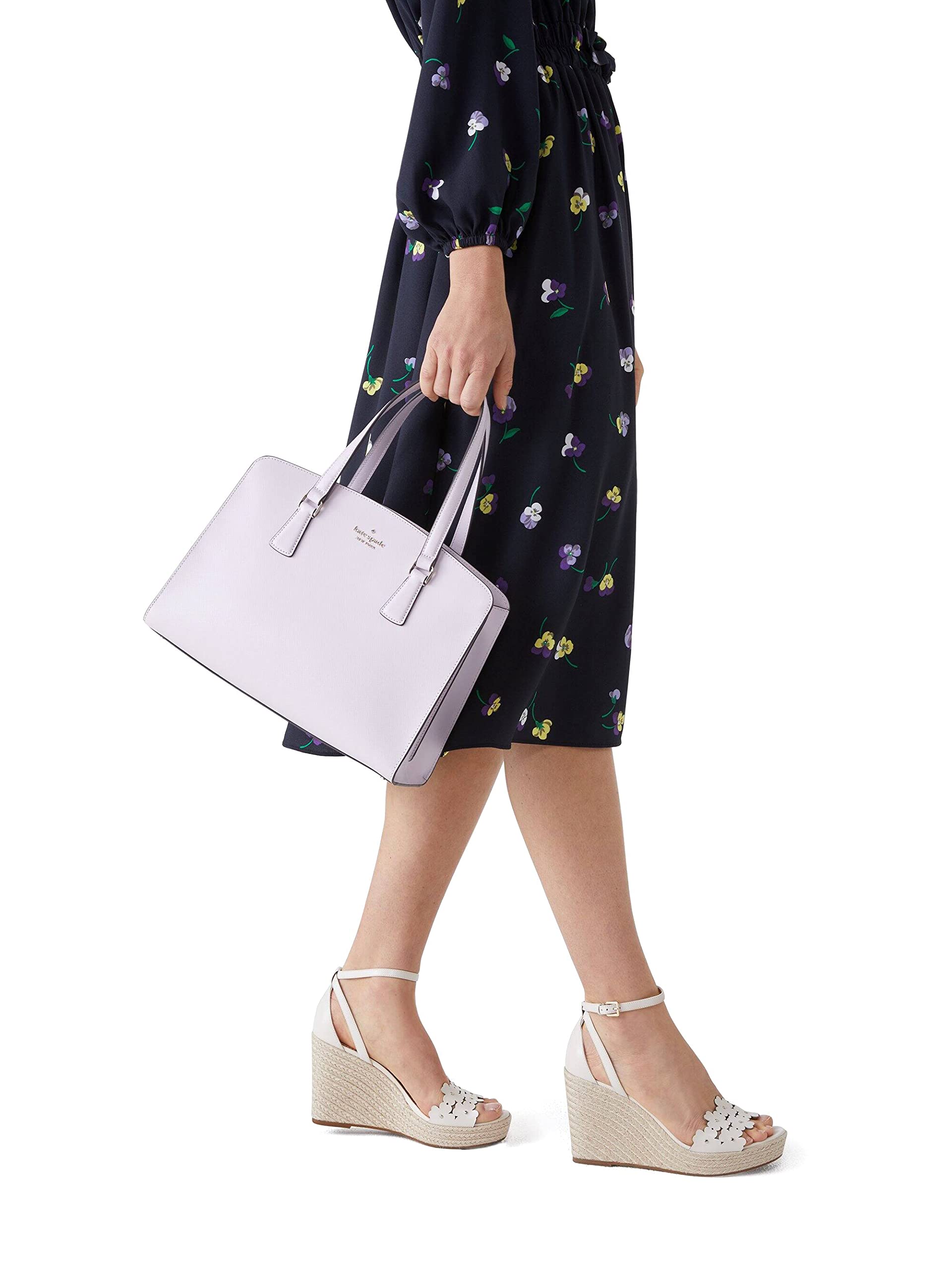 Kate Spade Perry Medium Satchel Saffiano Leather Crossbody Bag Purse Handbag (Pale Amethyst)