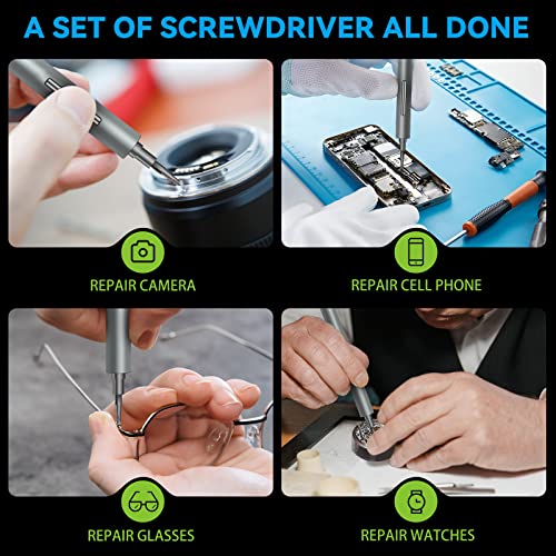 wowstick Precision Electric Screwdriver Set, Mini Electric Screwdriver With 20 Precision Magnetic Bits, USB-C Rechargeable Portable Repair Tool Kit For Repairing Cell Phones, Watches, Cameras