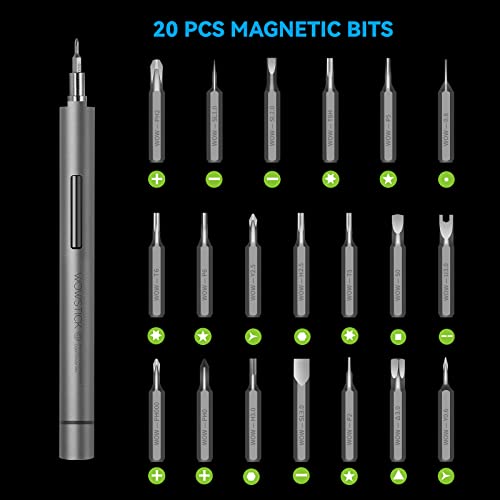 wowstick Precision Electric Screwdriver Set, Mini Electric Screwdriver With 20 Precision Magnetic Bits, USB-C Rechargeable Portable Repair Tool Kit For Repairing Cell Phones, Watches, Cameras