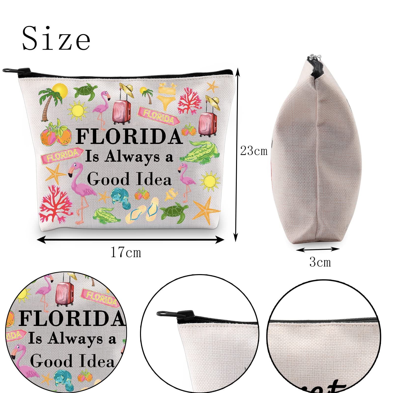 POFULL Florida vacation Gift Florida Is Always a Good Idea Cosmetic Bag Florida Travel Gift (Florida Is Always Cosmetic Bag)