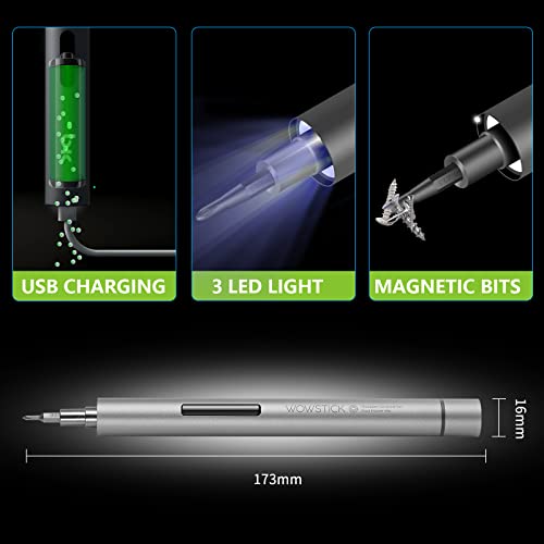 wowstick Precision Electric Screwdriver Set, Mini Electric Screwdriver With 20 Precision Magnetic Bits, USB-C Rechargeable Portable Repair Tool Kit For Repairing Cell Phones, Watches, Cameras