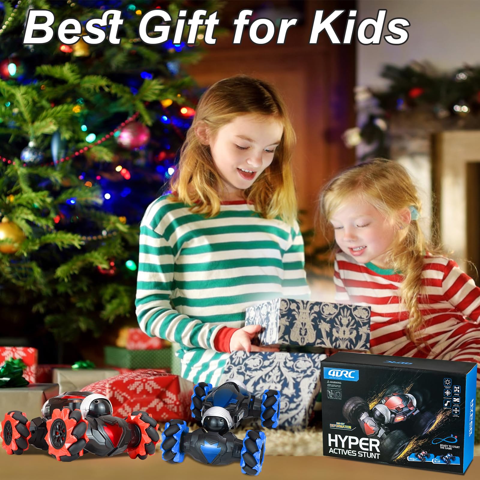 kisportee Gesture Sensing RC Stunt Car with Light & Music, Boys Toys Age 6-8-12, 4WD Hand Controlled Remote Control Car, Drift Twist Car, Birthday Gift for Boy Kid Age 6 7 8 9 10 11 12 Year Old (Blue)