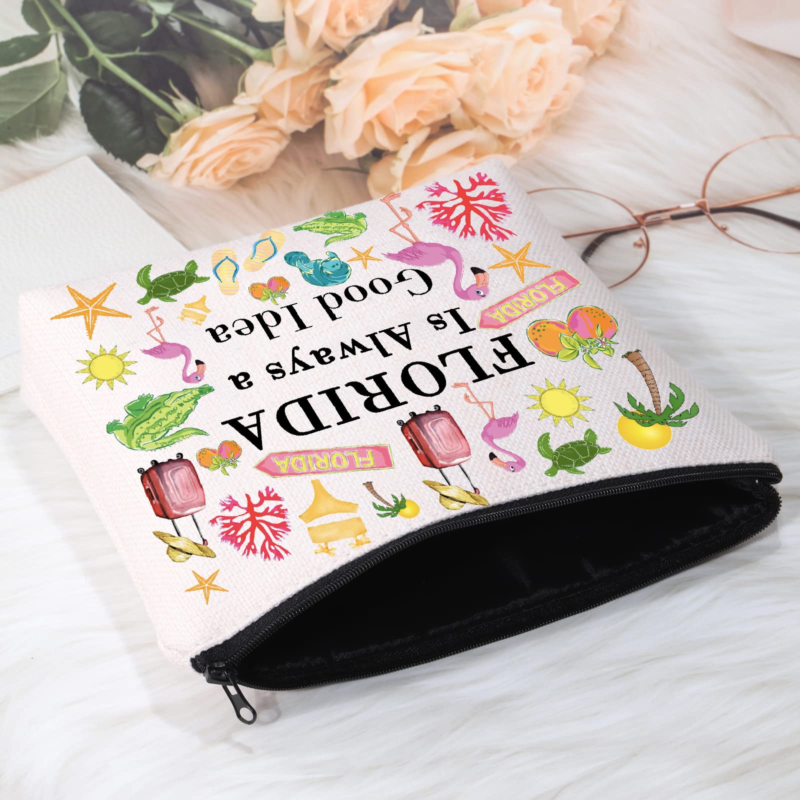 POFULL Florida vacation Gift Florida Is Always a Good Idea Cosmetic Bag Florida Travel Gift (Florida Is Always Cosmetic Bag)