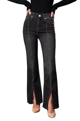 GRAPENT Jeans for Women High Waist Ladies Pants Womens Pants Flared Curvy Jeans for Women Y2K Clothing Mom Jeans for Women Trendy Bootcut Bell Bottoms Color Proper Black Size 14