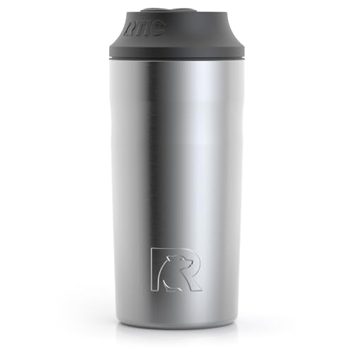 RTIC Can Chiller with Slider Lid, Fits Various Sizes Including 12oz, 16oz, & Slim Cans, Double Wall Vacuum Insulated, Stainless Steel, Sweat Proof, Stainless