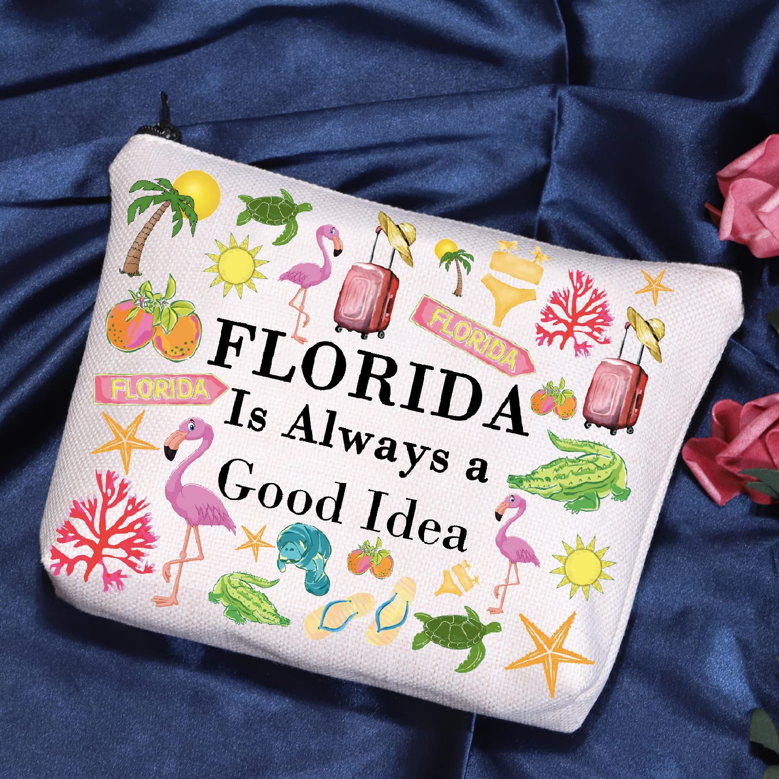 POFULL Florida vacation Gift Florida Is Always a Good Idea Cosmetic Bag Florida Travel Gift (Florida Is Always Cosmetic Bag)