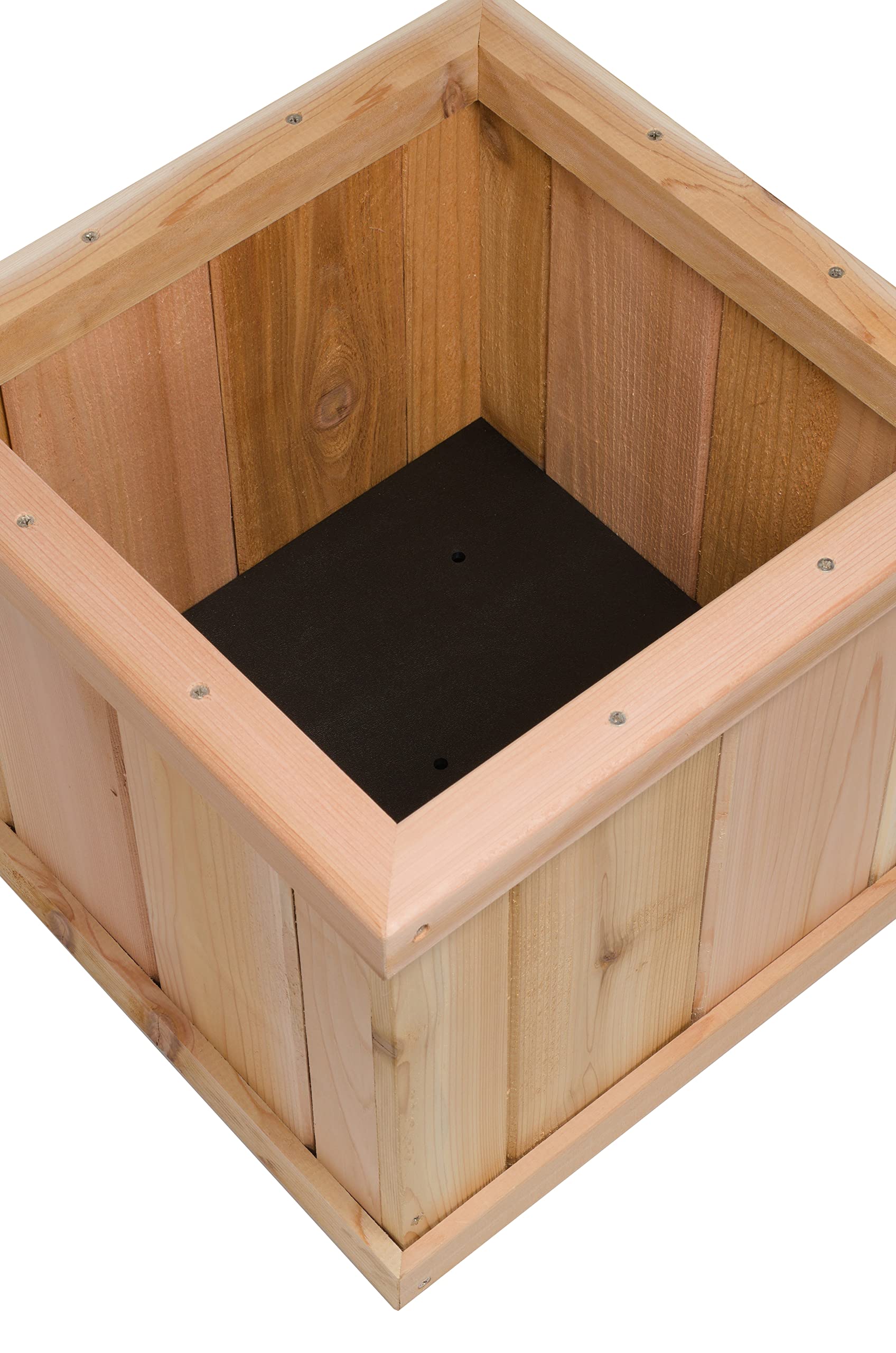 Premium Cedar Square Planter (16.5" x 16.5" x 13.5") for Growing Flowers, Plants, and Herbs; Ideal for Patio, Porch, Garden, Balcony, Deck, or Other Outdoors Locations; 100% Natural Cedar Wood