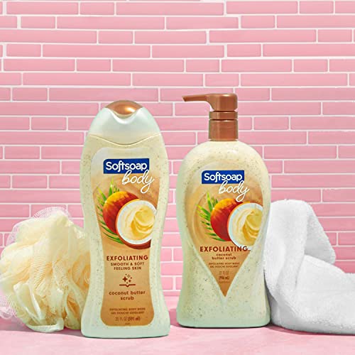 Softsoap Body Wash, Coconut Butter Scrub Body Wash, Exfoliating Body Wash, 20 Ounce (Pack of 2)