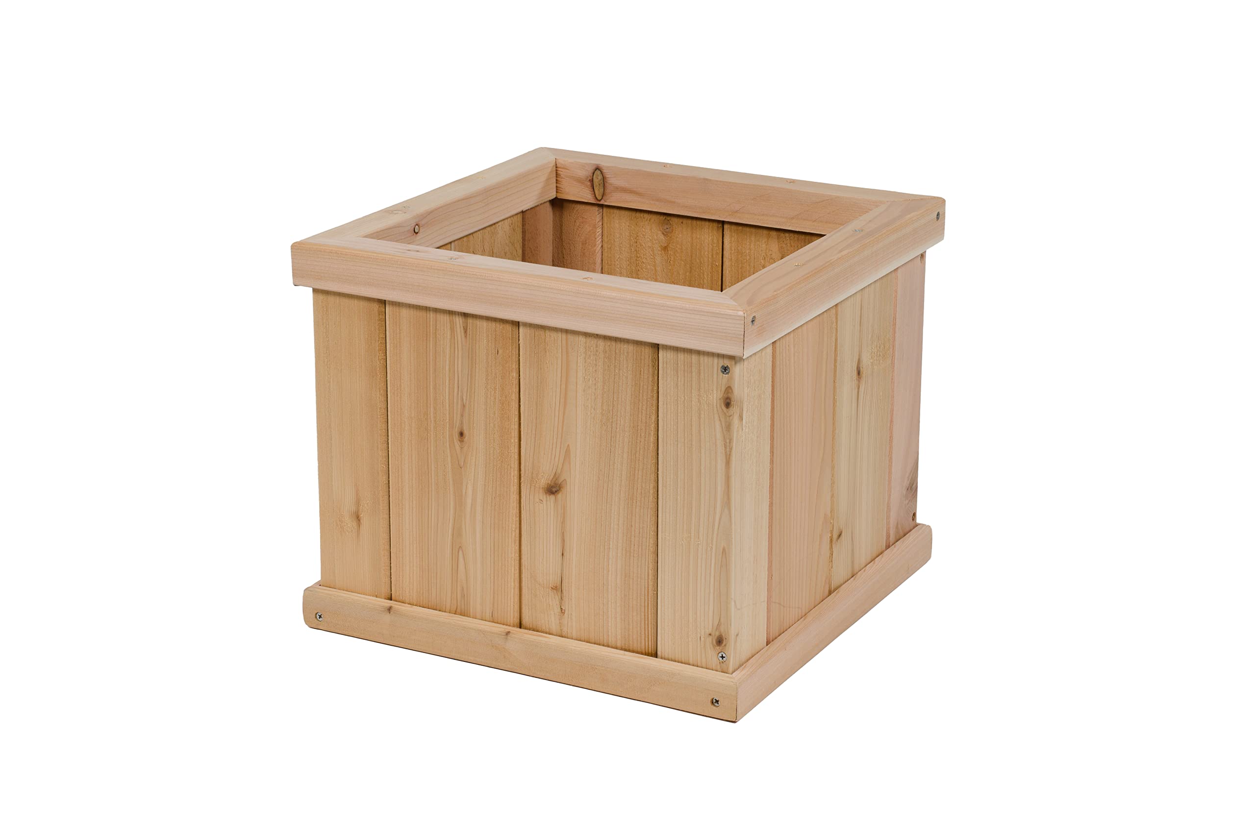 Premium Cedar Square Planter (16.5" x 16.5" x 13.5") for Growing Flowers, Plants, and Herbs; Ideal for Patio, Porch, Garden, Balcony, Deck, or Other Outdoors Locations; 100% Natural Cedar Wood