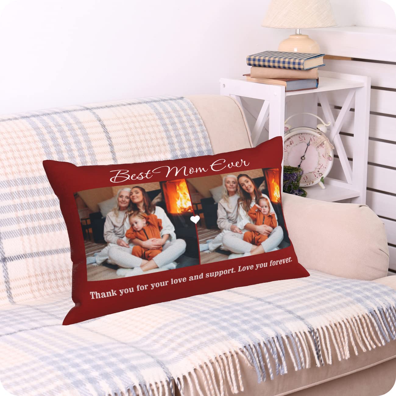 Custom Pillows with Picture Customized Pillow Covers Personalized Add Your Own Design Text Throw Pillow Covers Sofa Car Bedroom Decor Gifts for Men Women Friend Couple (Two-Panel Photo)