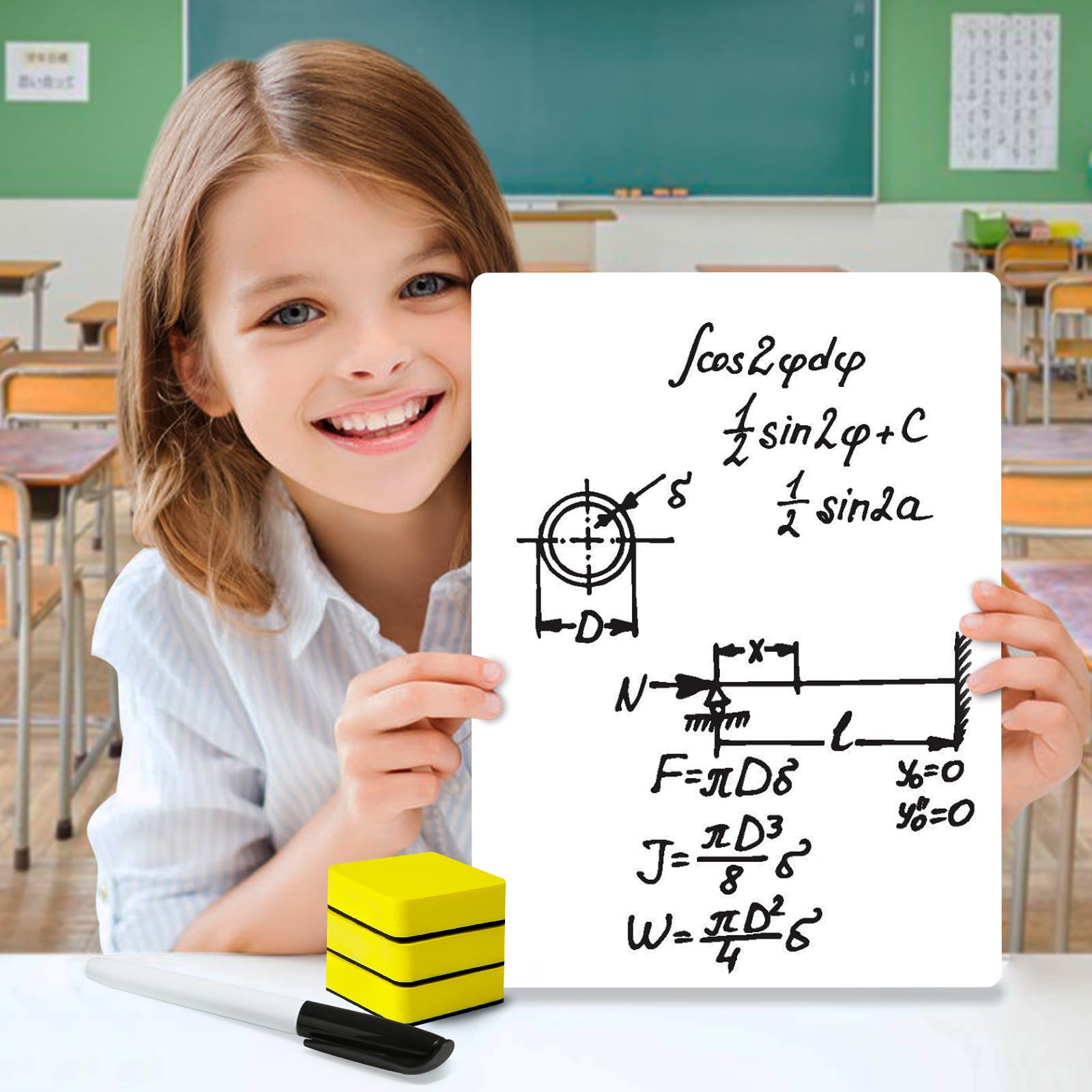 Small Dry Erase Boards, Classroom White Boards for Kids 9" x12β, Personal Mini Whiteboards for Home School Teaching Supplies, School Supplies Lapboards, 32 Whiteboard Erasers & 32 Markers Included