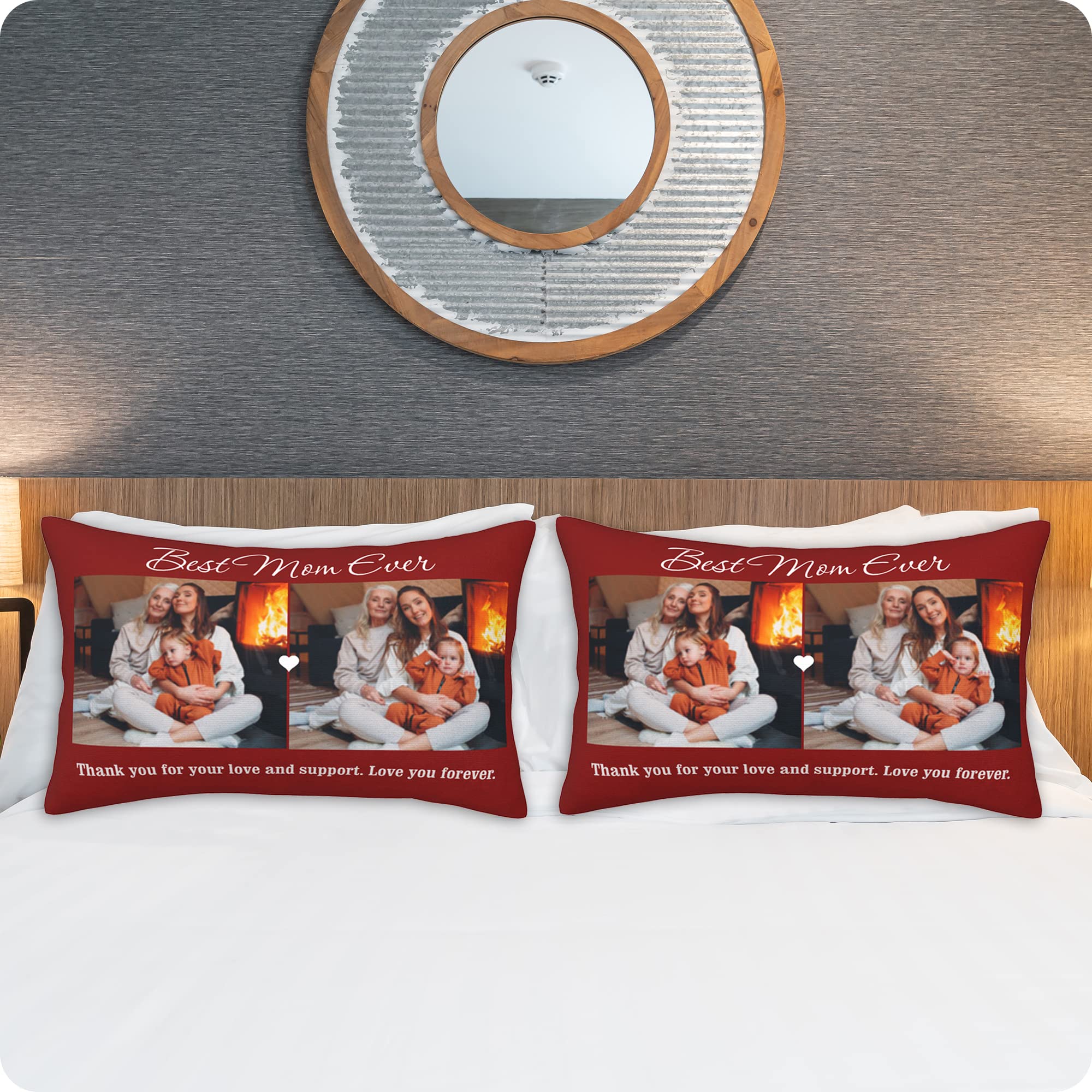 Custom Pillows with Picture Customized Pillow Covers Personalized Add Your Own Design Text Throw Pillow Covers Sofa Car Bedroom Decor Gifts for Men Women Friend Couple (Two-Panel Photo)