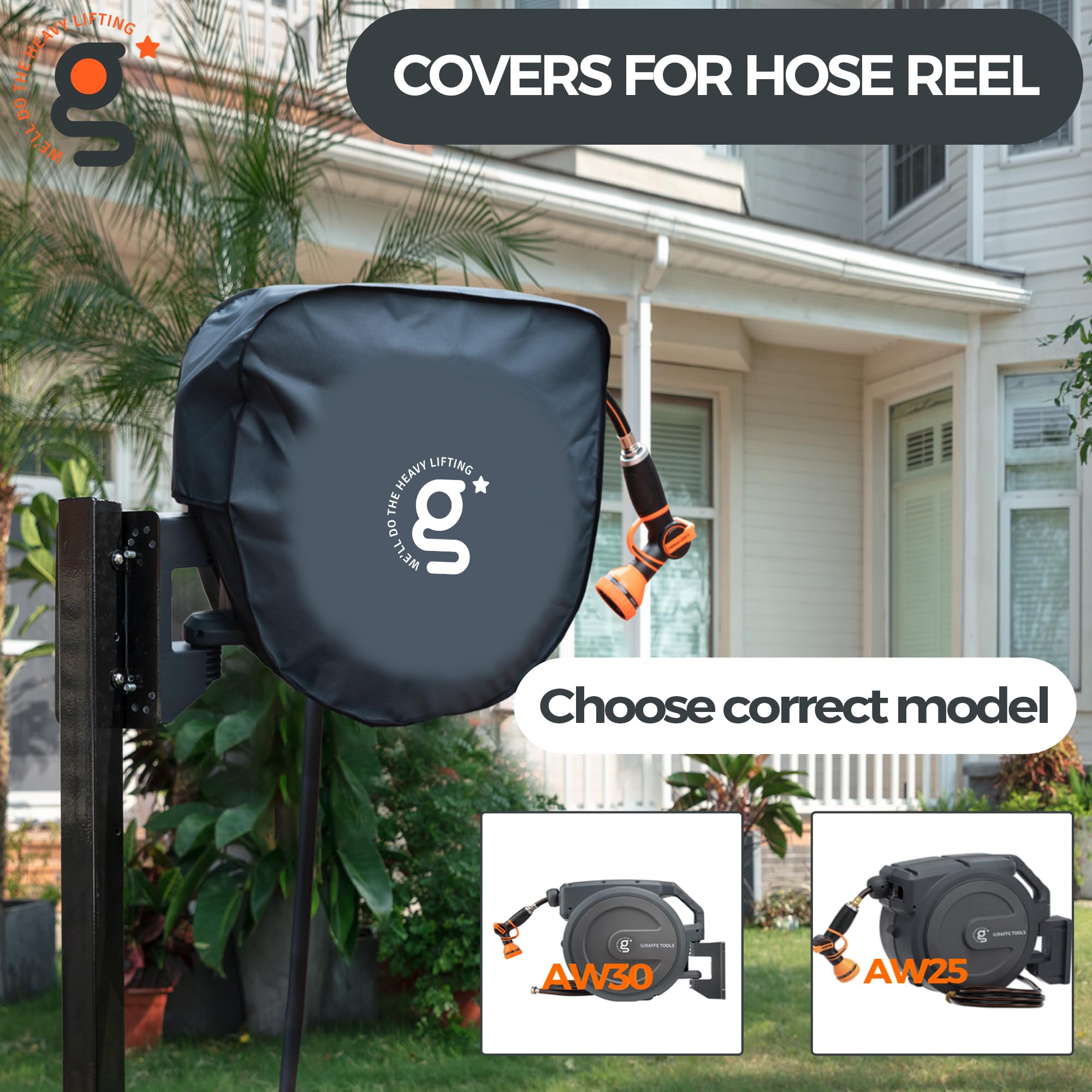 Giraffe Tools AW30/ AW25 Retractable Garden Hose Reel Cover UV Resistant, Waterproof and Anti-Fading Cover for Water Hose Reel