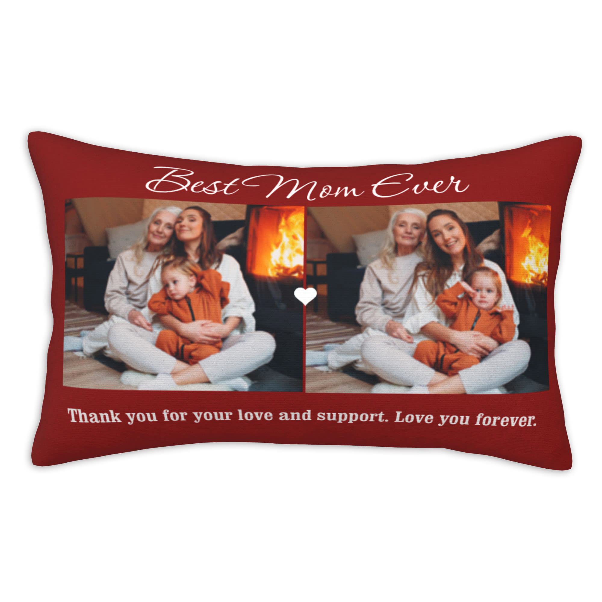 Custom Pillows with Picture Customized Pillow Covers Personalized Add Your Own Design Text Throw Pillow Covers Sofa Car Bedroom Decor Gifts for Men Women Friend Couple (Two-Panel Photo)