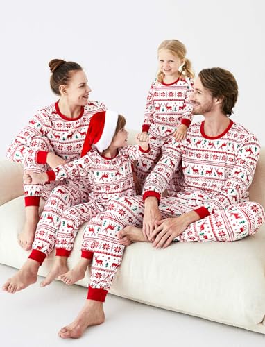 PATPAT Family Christmas Pajamas Matching Sets Reindeer and Snowflake Patterned Sleepwear Xmas Holiday PJS Set Women X Large