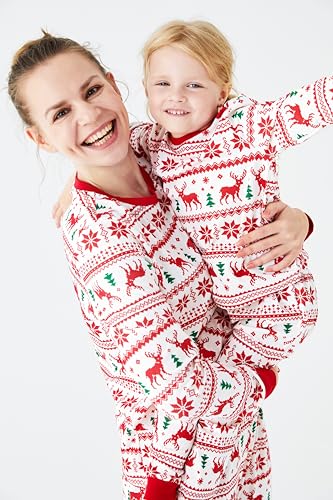PATPAT Family Christmas Pajamas Matching Sets Reindeer and Snowflake Patterned Sleepwear Xmas Holiday PJS Set Women X Large