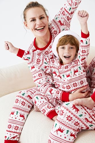 PATPAT Family Christmas Pajamas Matching Sets Reindeer and Snowflake Patterned Sleepwear Xmas Holiday PJS Set Women X Large