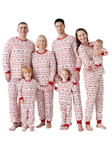 PATPAT Family Christmas Pajamas Matching Sets Reindeer and Snowflake Patterned Sleepwear Xmas Holiday PJS Set Women X Large
