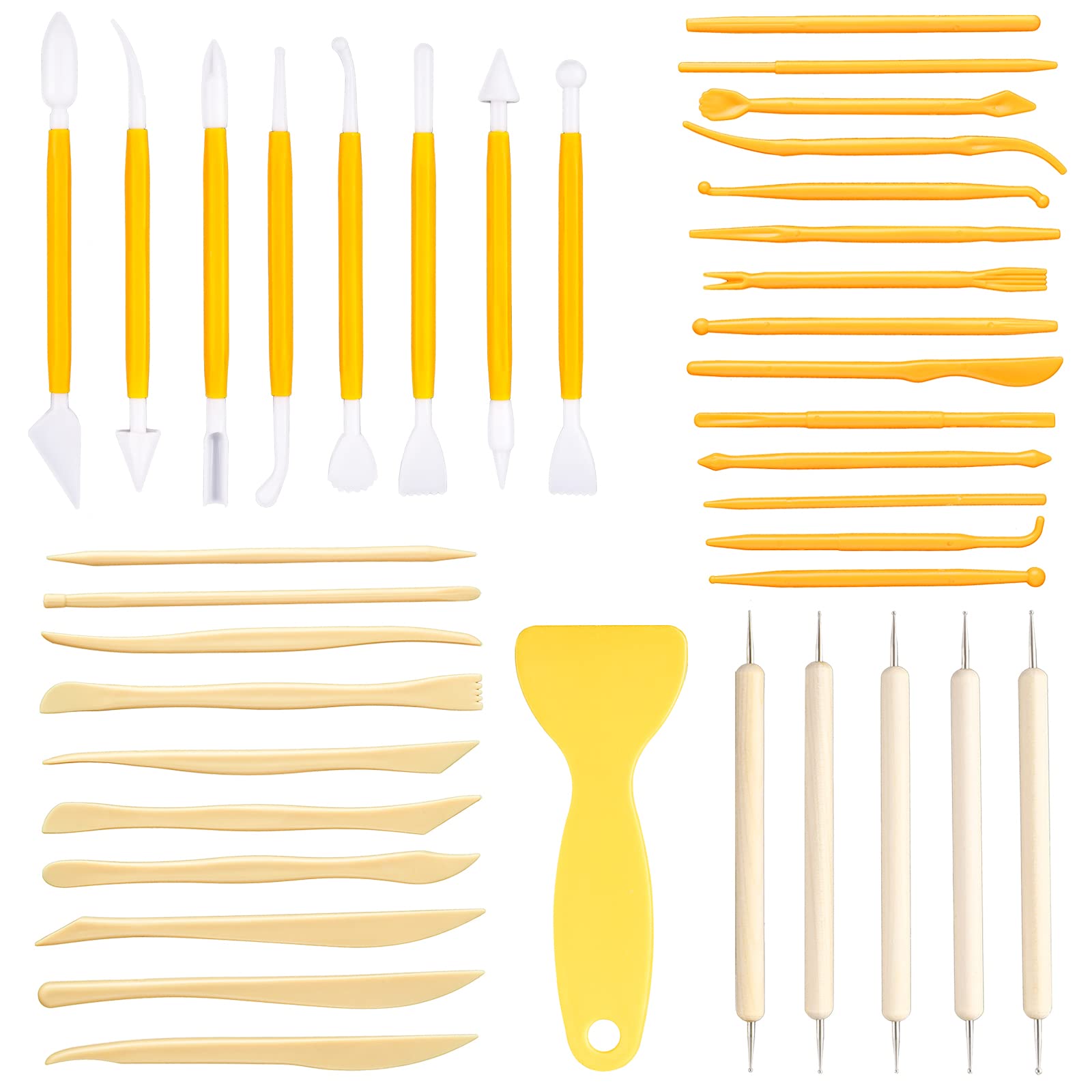 38Pcs Polymer Clay Tools for Kids, Pottery Clay Sculpting Tools Plastic Pottery Carving Tools Clay Modelling Tools Sculpture, Modelling Clay, Polymer, Ceramic, Embossing for Adults, Beginners