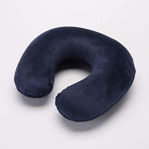 Short plush coat PVC pillow core inflatable pillow outdoor travel pillow U-shaped pillow Inflatable Blow up Neck Pillow for Holiday and Travel Comfort. Compact and Light for Easy Storage【Cyan】