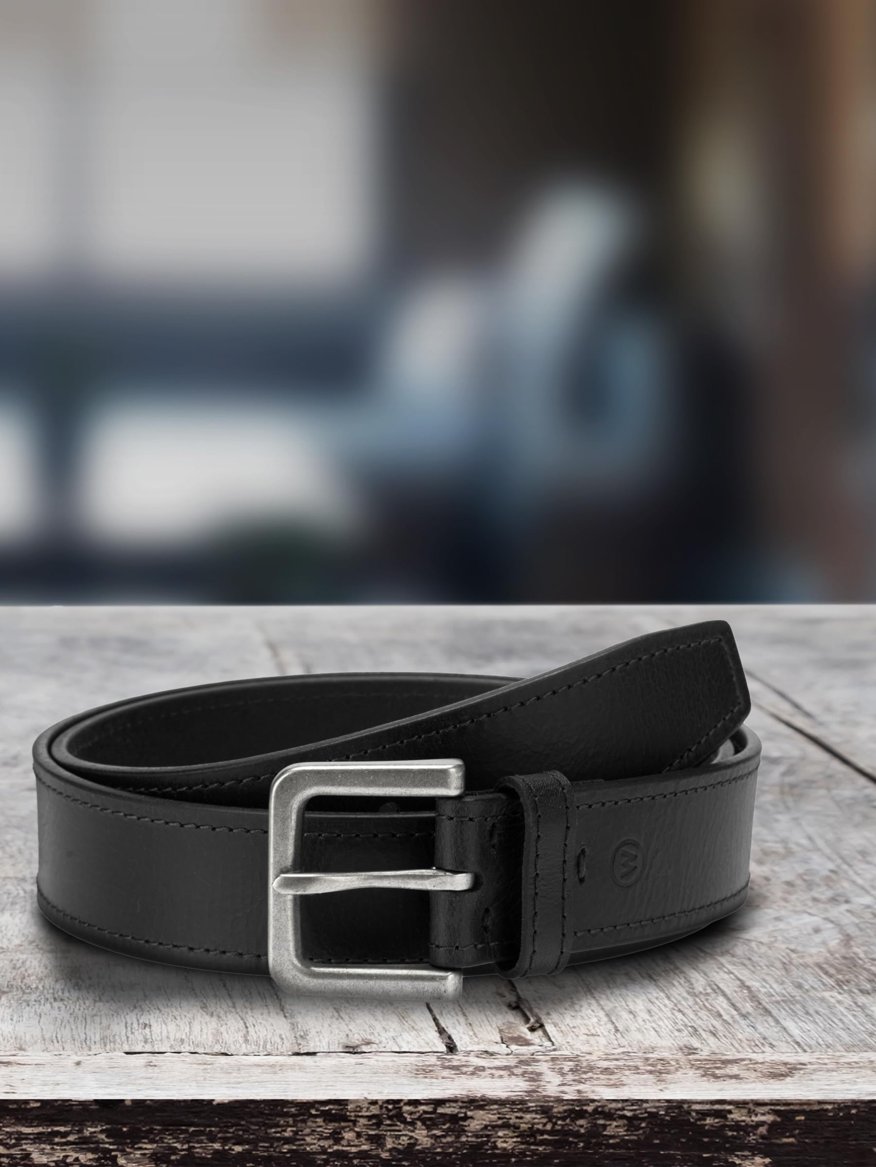 Wrangler Men’s Leather Country Casual Every Day Dress Belt for Jeans, Khakis Black 42