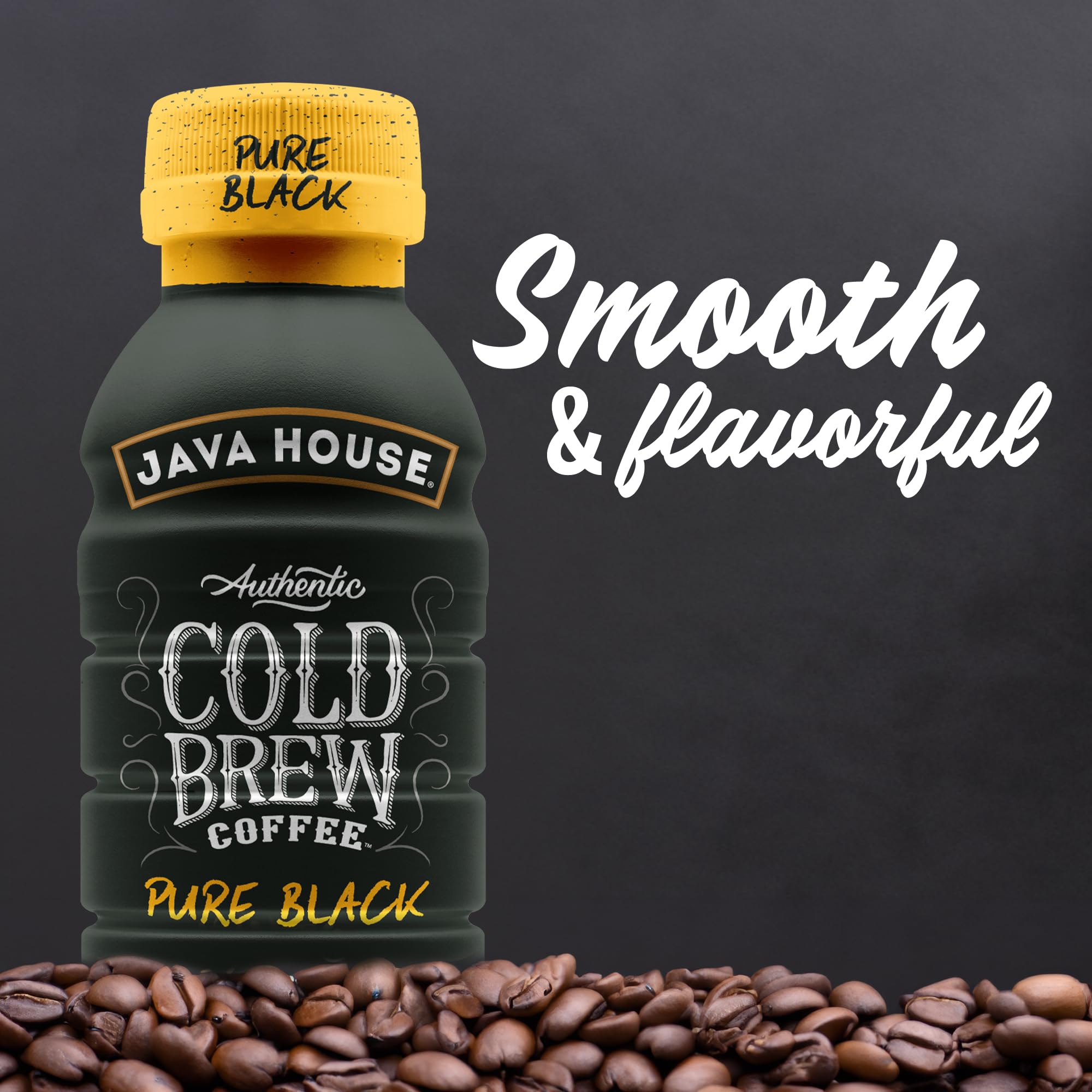 Java House Cold Brew Coffee, 6 Pack of 8oz Bottles, Ready to Drink Instant Cold & Iced Coffee (Pure Black)