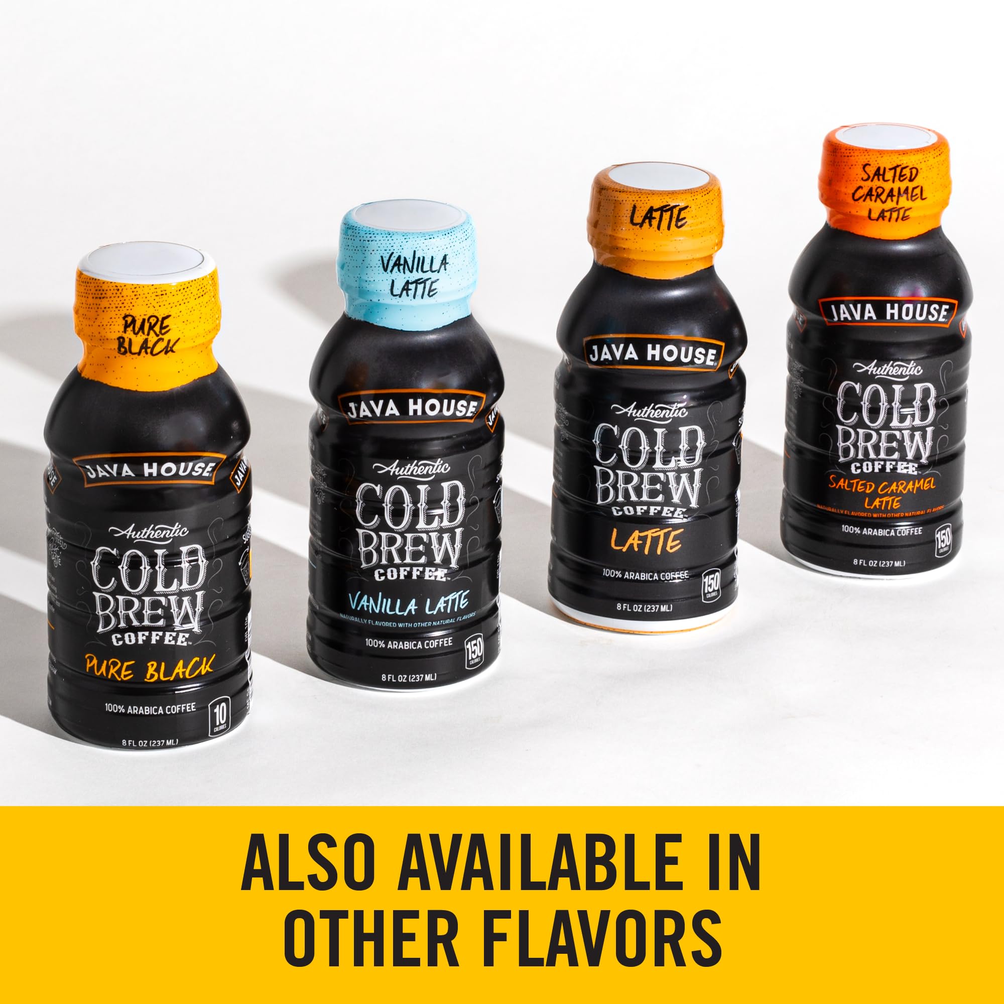 Java House Cold Brew Coffee, 6 Pack of 8oz Bottles, Ready to Drink Instant Cold & Iced Coffee (Pure Black)