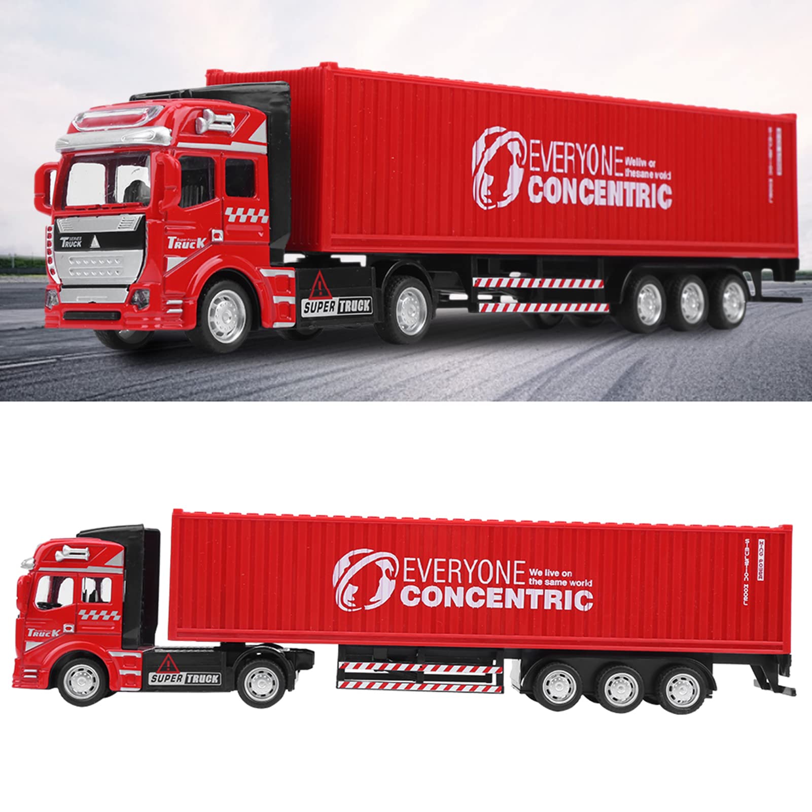 Container Truck Model, 1: 48 Alloy Toy Highly Simulation Children Car Toys Vehicle(Red)