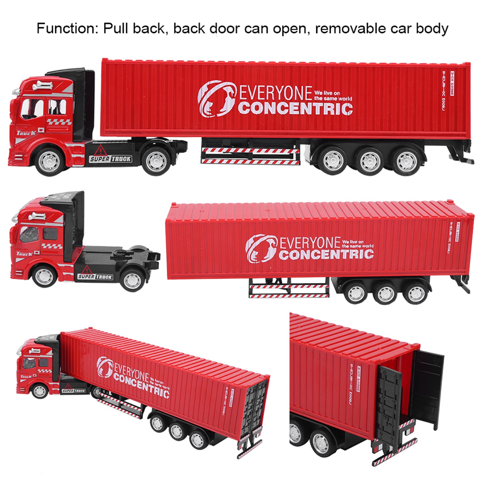 Container Truck Model, 1: 48 Alloy Toy Highly Simulation Children Car Toys Vehicle(Red)