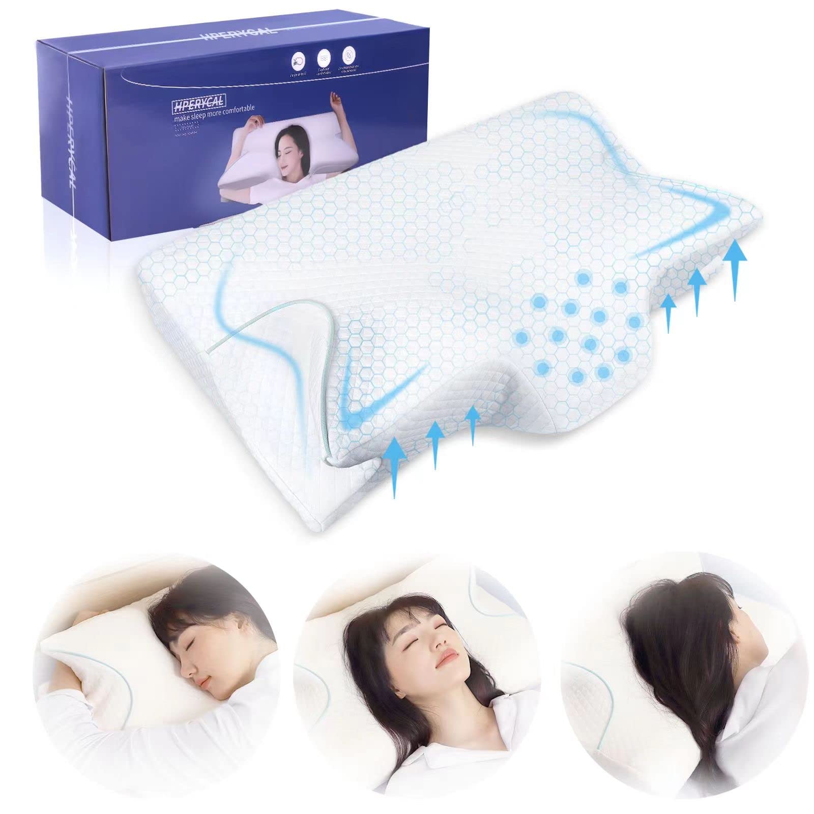 Dosage Contoured Orthopedic Pillow Neck Pillows for Pain Relief Sleeping,Cervical Memory Foam Pillow,Ergonomic Orthopedic Sleeping Neck Support Pillow for Side Sleepers Backand Stomach (White)