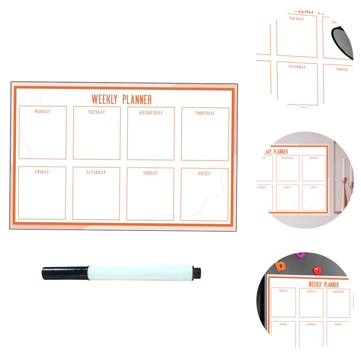 Toddmomy 1set Whiteboard Board Planner White with Calendar Erase Kindergarten Dry Education Eraser Early Magnetic Weekly Marker Refrigerator Office Adhesive Home for Xcm Erasable