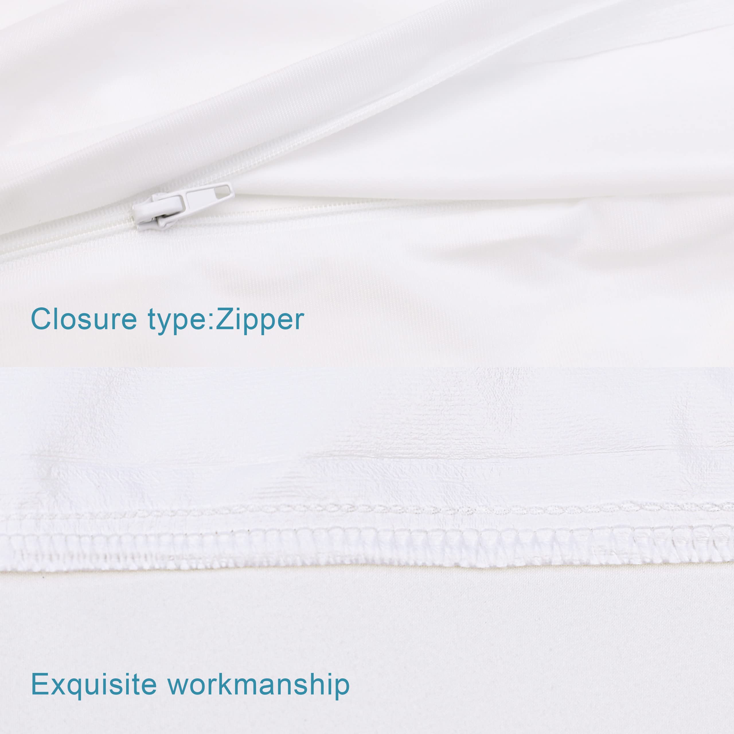 NTBAY 4 Pack Zippered Waterproof King Pillow Protectors, Super Soft Quiet Zip Pillow Protectors, 20x36 Inches Jersey Pure White Waterproof Pillow Cases Covers