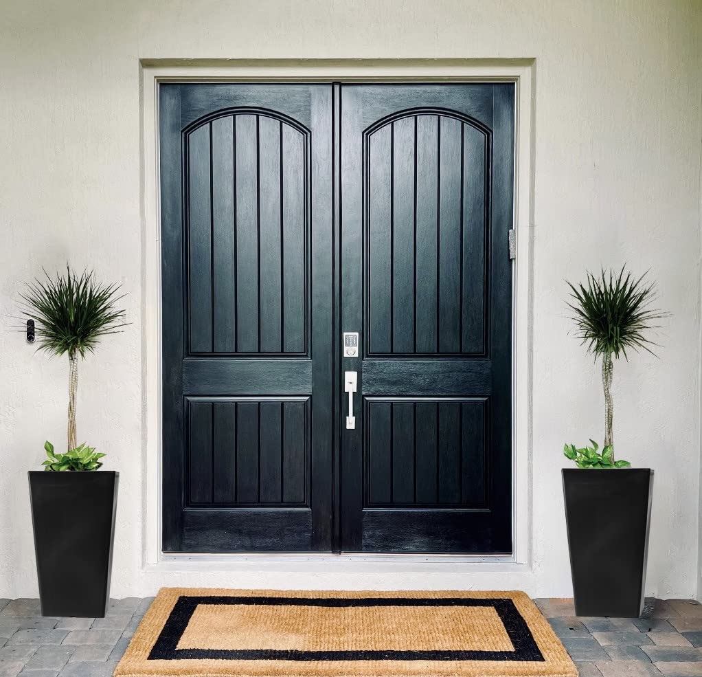 Shineloha 2 Pack Tall Planters + Baskets (Self Watering) (20" H) | Tall Planters for Outdoor & Indoor, Tall Front Porch Planters