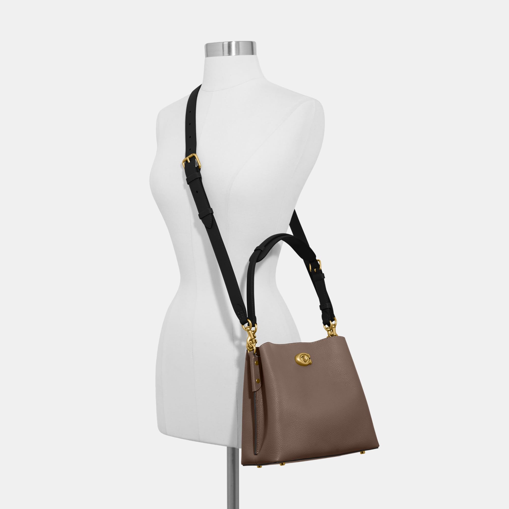 COACH Colorblock Leather Willow Bucket, Dark Stone, One Size