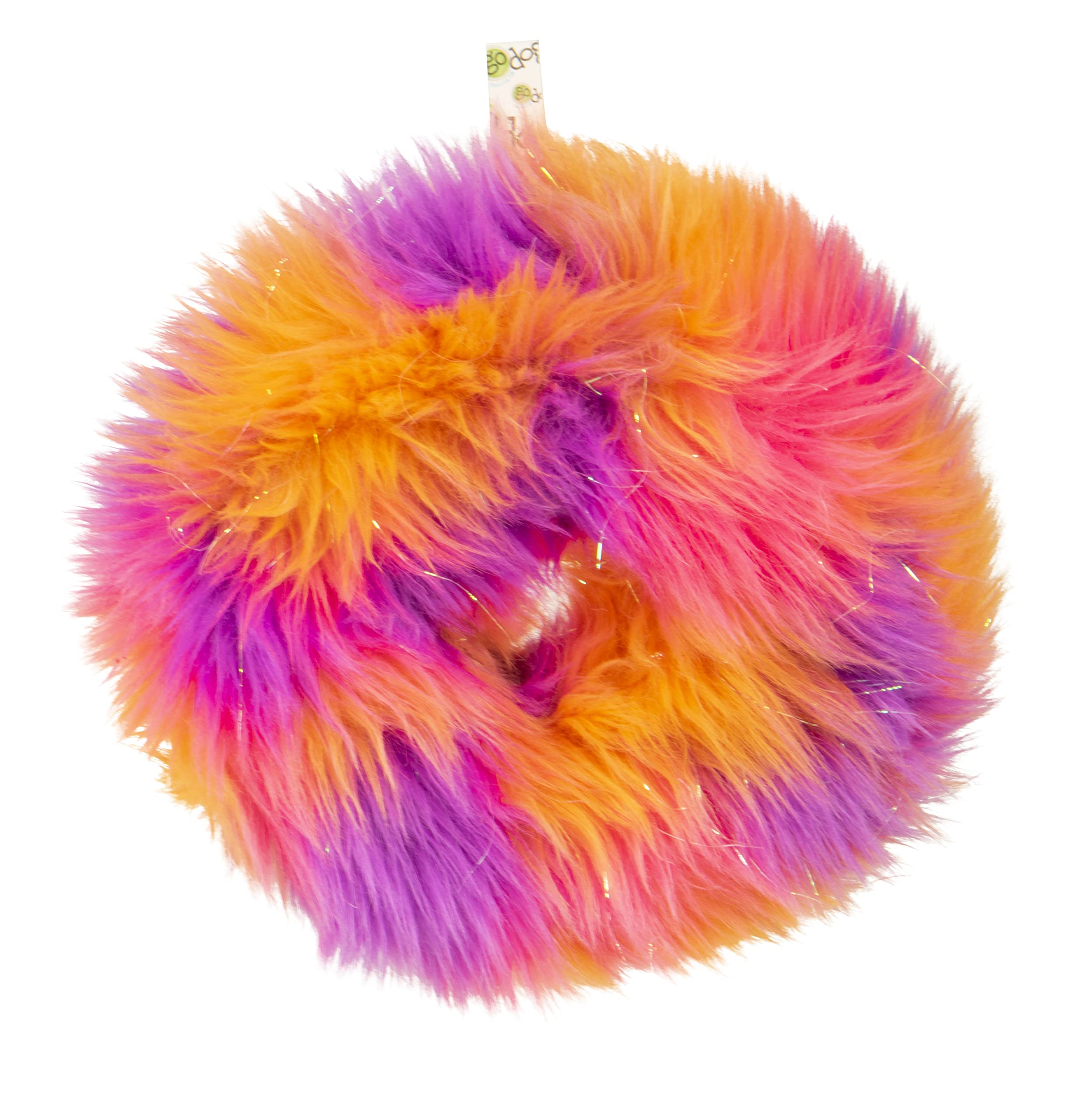 goDog Furballz Ring Squeaky Plush Dog Toy, Chew Guard Technology - Warm Rainbow, Large