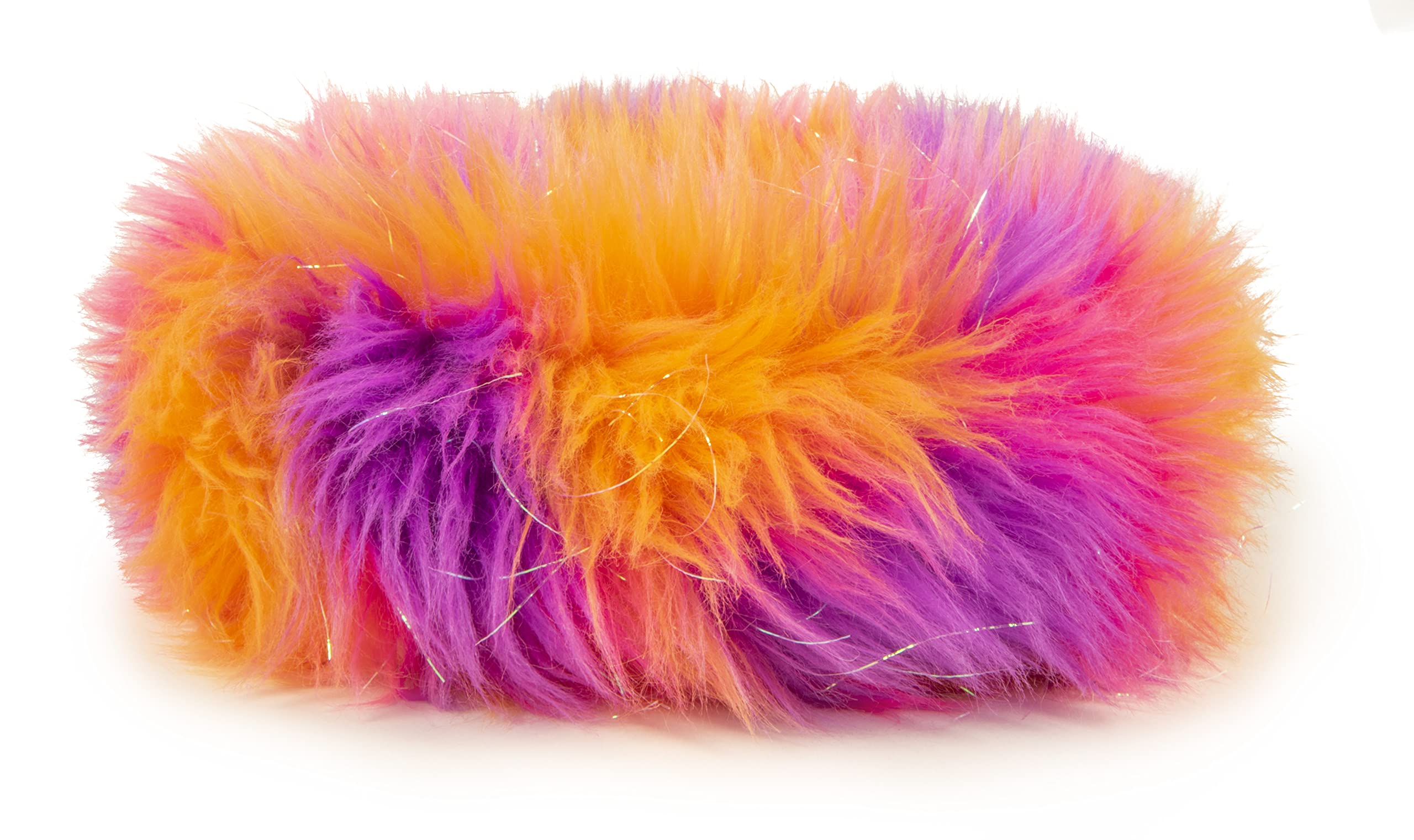goDog Furballz Ring Squeaky Plush Dog Toy, Chew Guard Technology - Warm Rainbow, Large