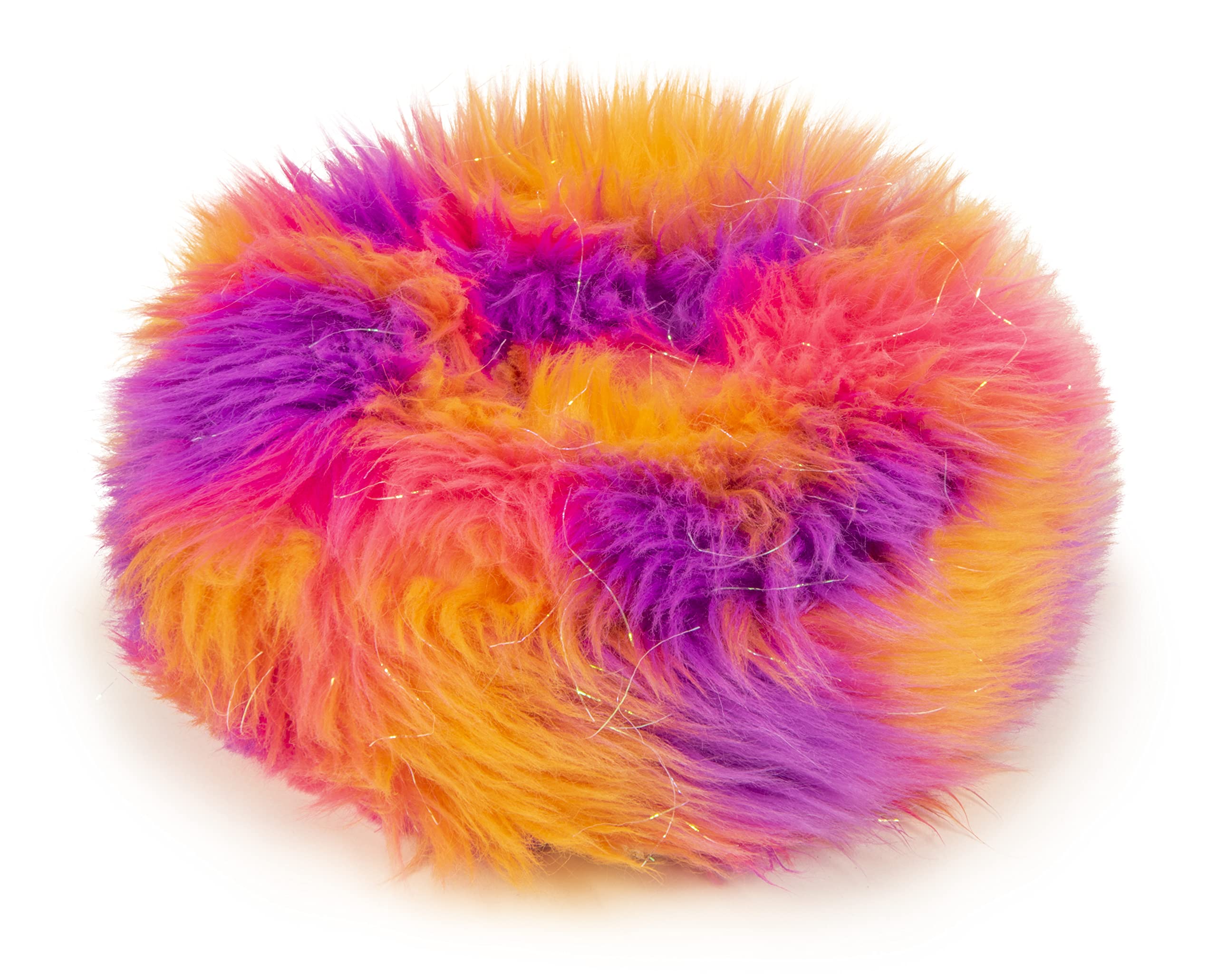 goDog Furballz Ring Squeaky Plush Dog Toy, Chew Guard Technology - Warm Rainbow, Large