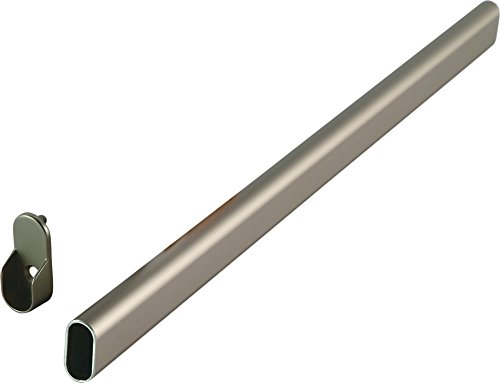 Phillco Closet Rod Kit - Oval Rod, 92 inch (2337mm) long with 6 end caps and center support. (Matte Nickel)