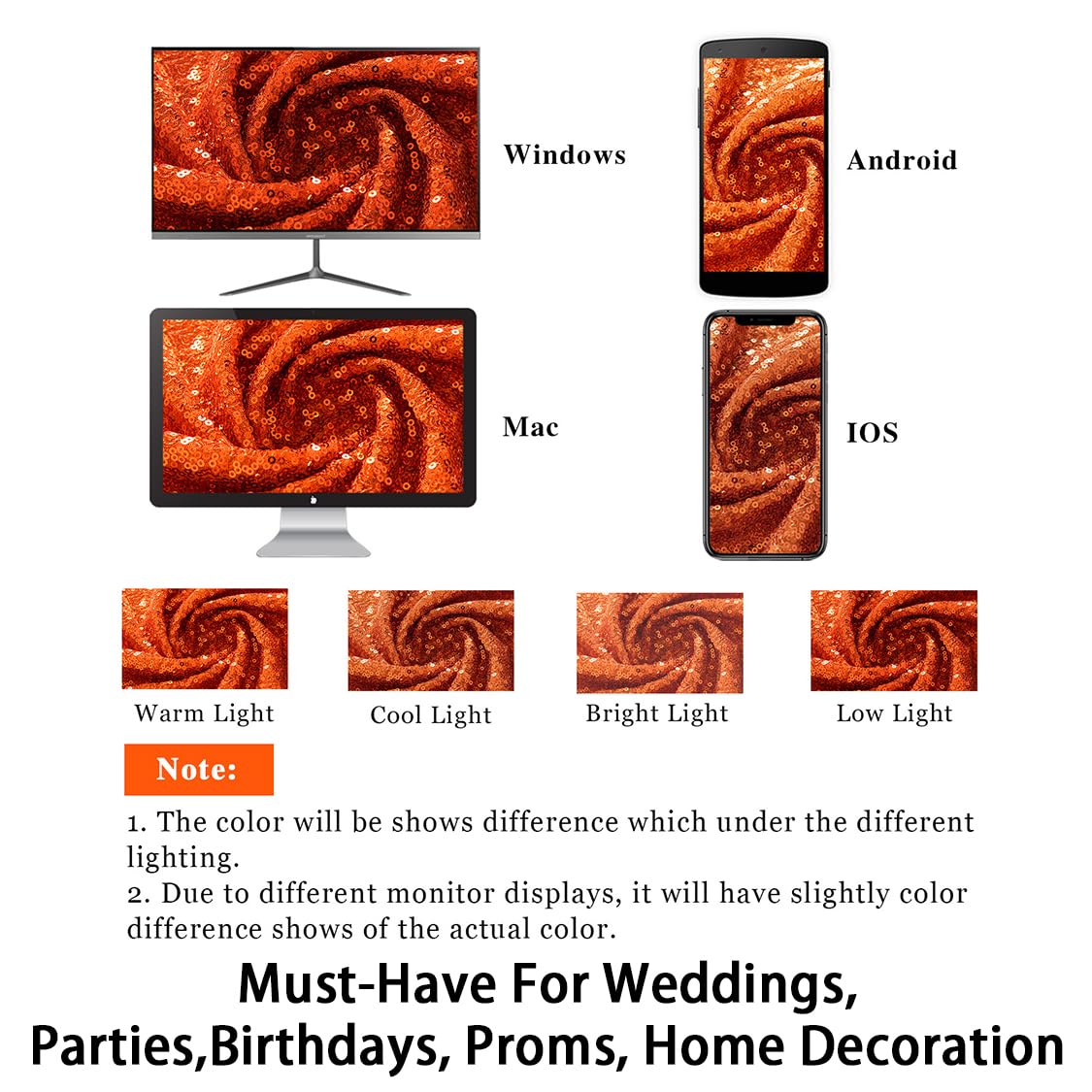 ShinyBeauty Sequin Curtains 2 Panels 4x10ft Orange Sequin Backdrop Curtains Sparkly Curtain Selfie Wall for Parties Wedding Decoration