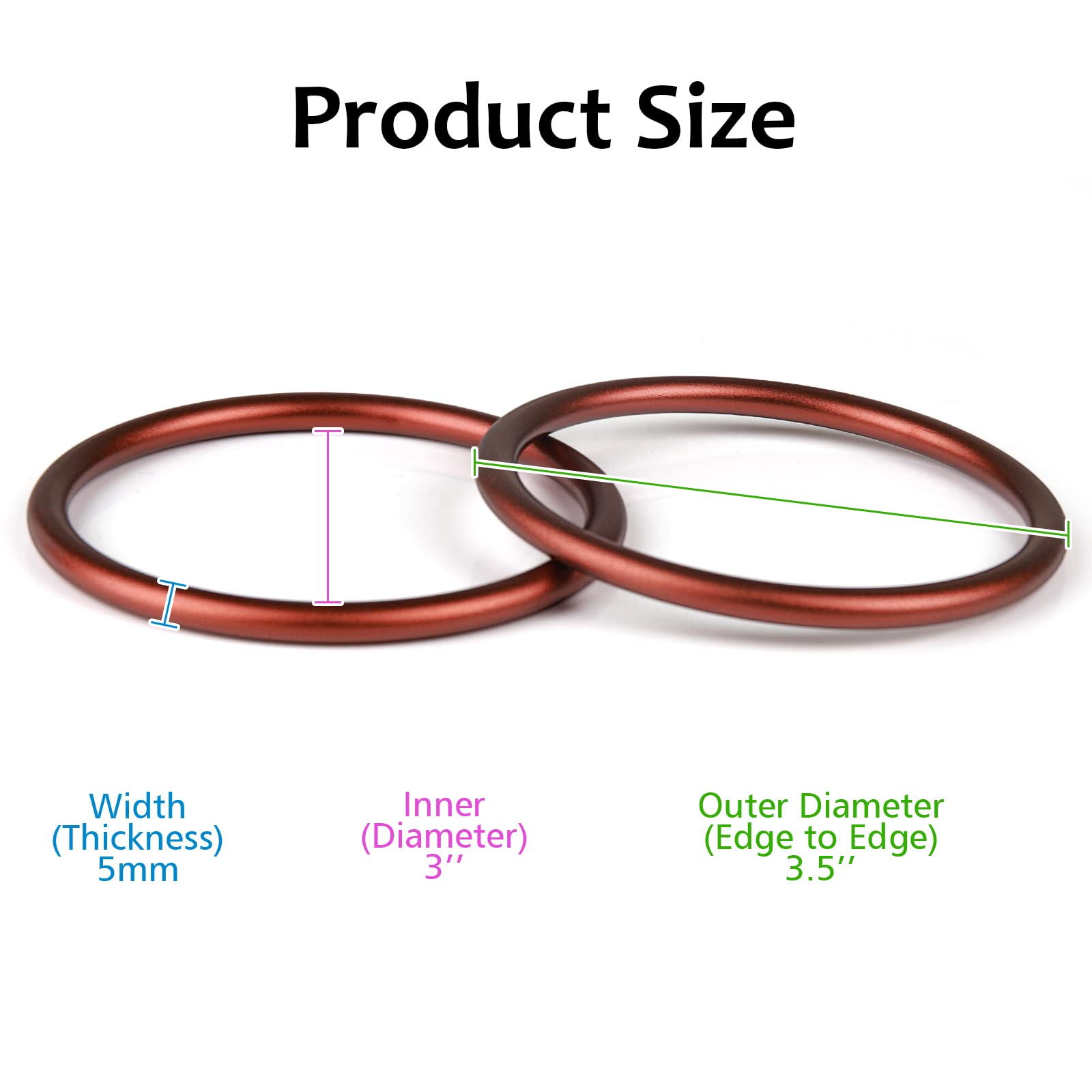 Accmor Baby Sling Ring, 3" Aluminum Sling Rings for Baby Wrap Slings, Dark Brown