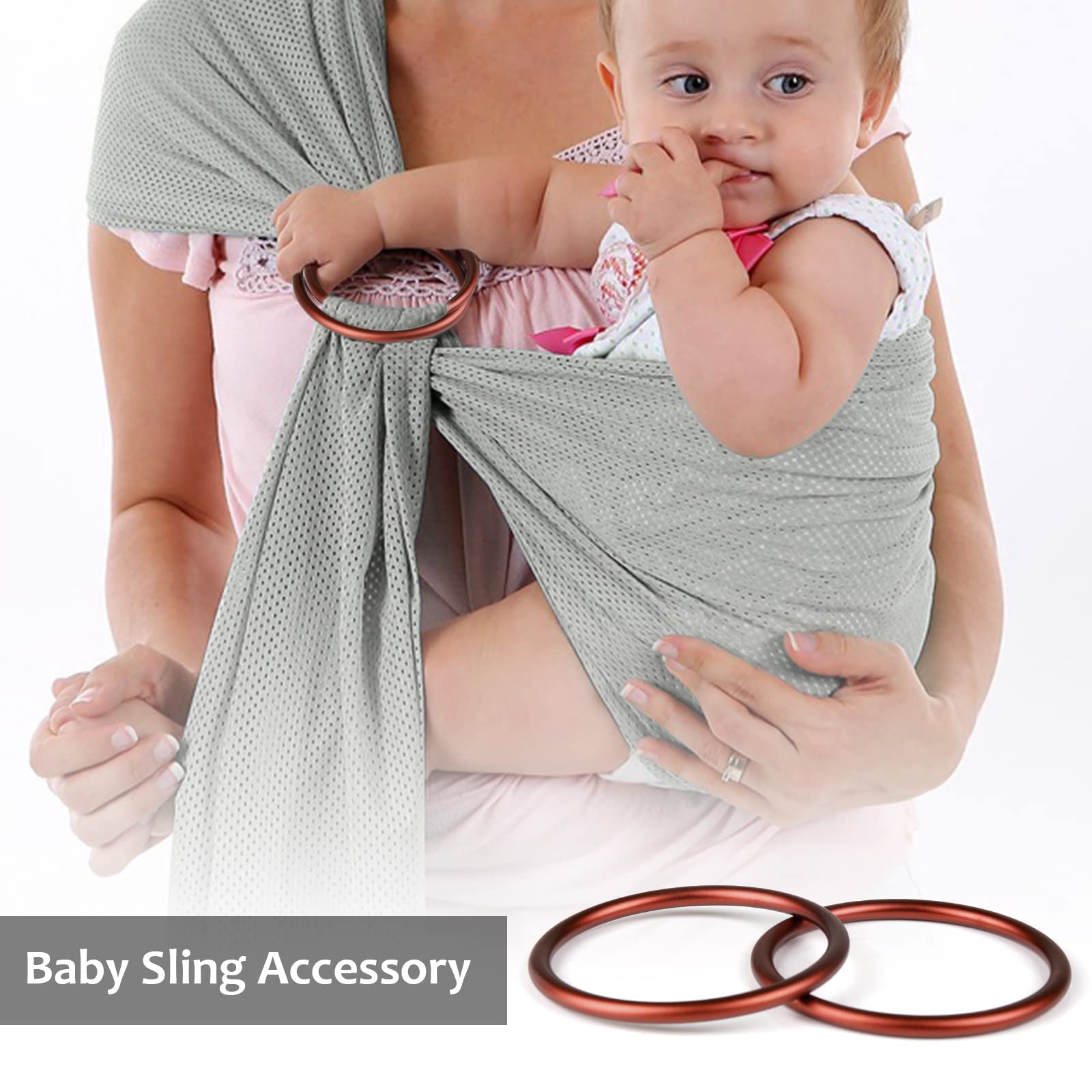 Accmor Baby Sling Ring, 3" Aluminum Sling Rings for Baby Wrap Slings, Dark Brown