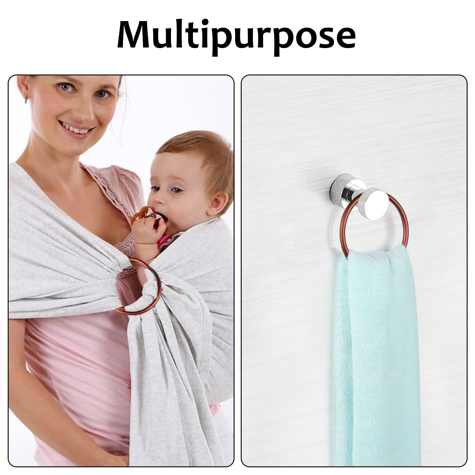 Accmor Baby Sling Ring, 3" Aluminum Sling Rings for Baby Wrap Slings, Dark Brown
