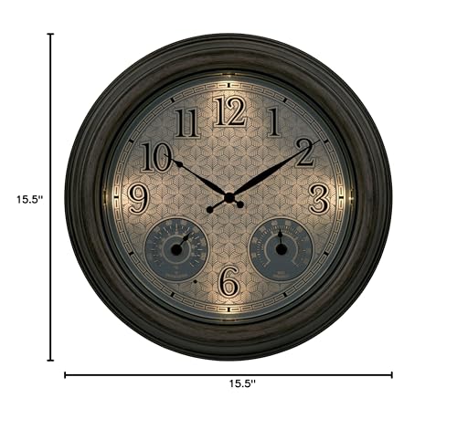La Crosse Technology 435-3239-INT 15.5-Inch Lighted Leaf's Outdoor Analog Clock with Temp and Humidity