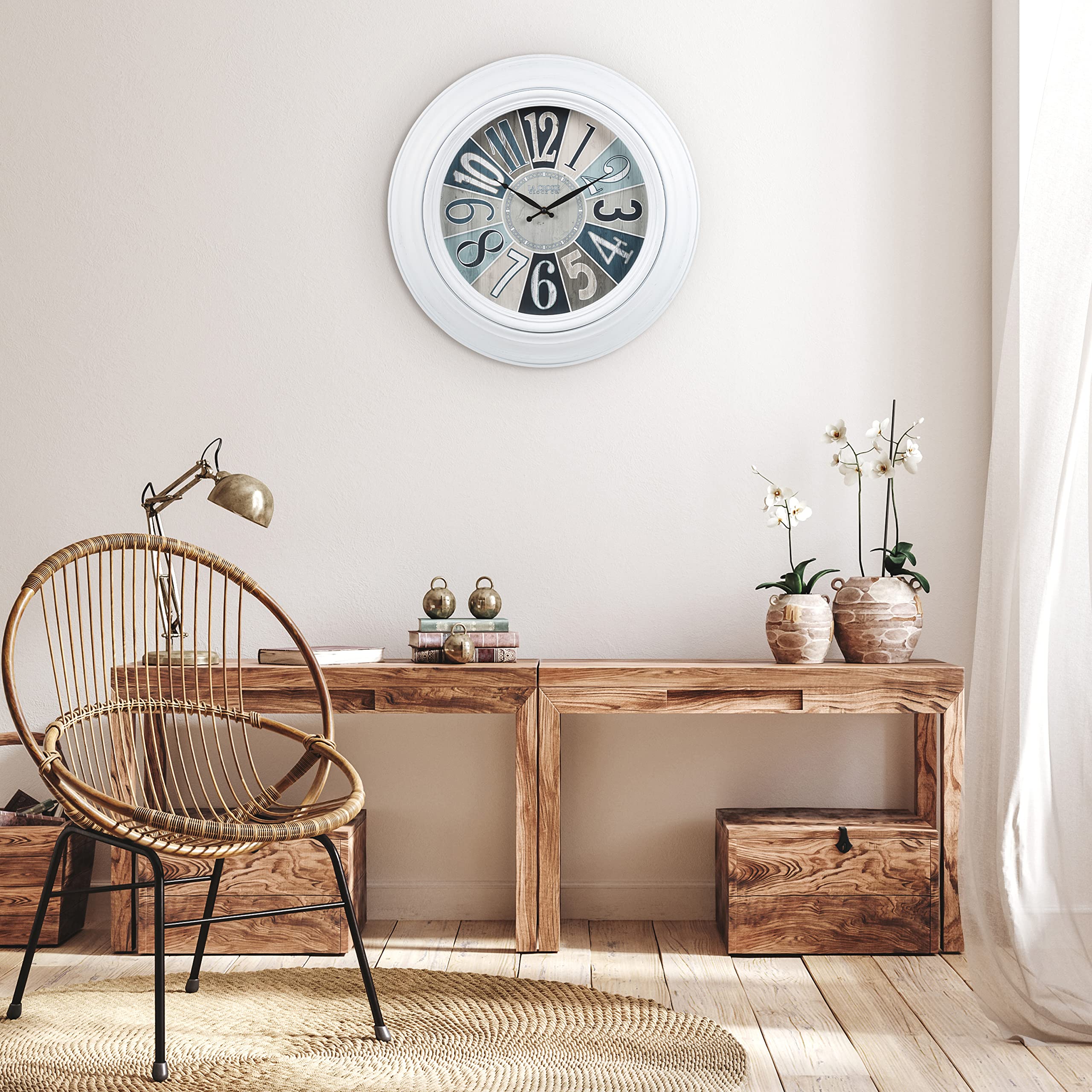 La Crosse Technology 22" Lakeside White Quartz Analog Wall Clock - 404-3056