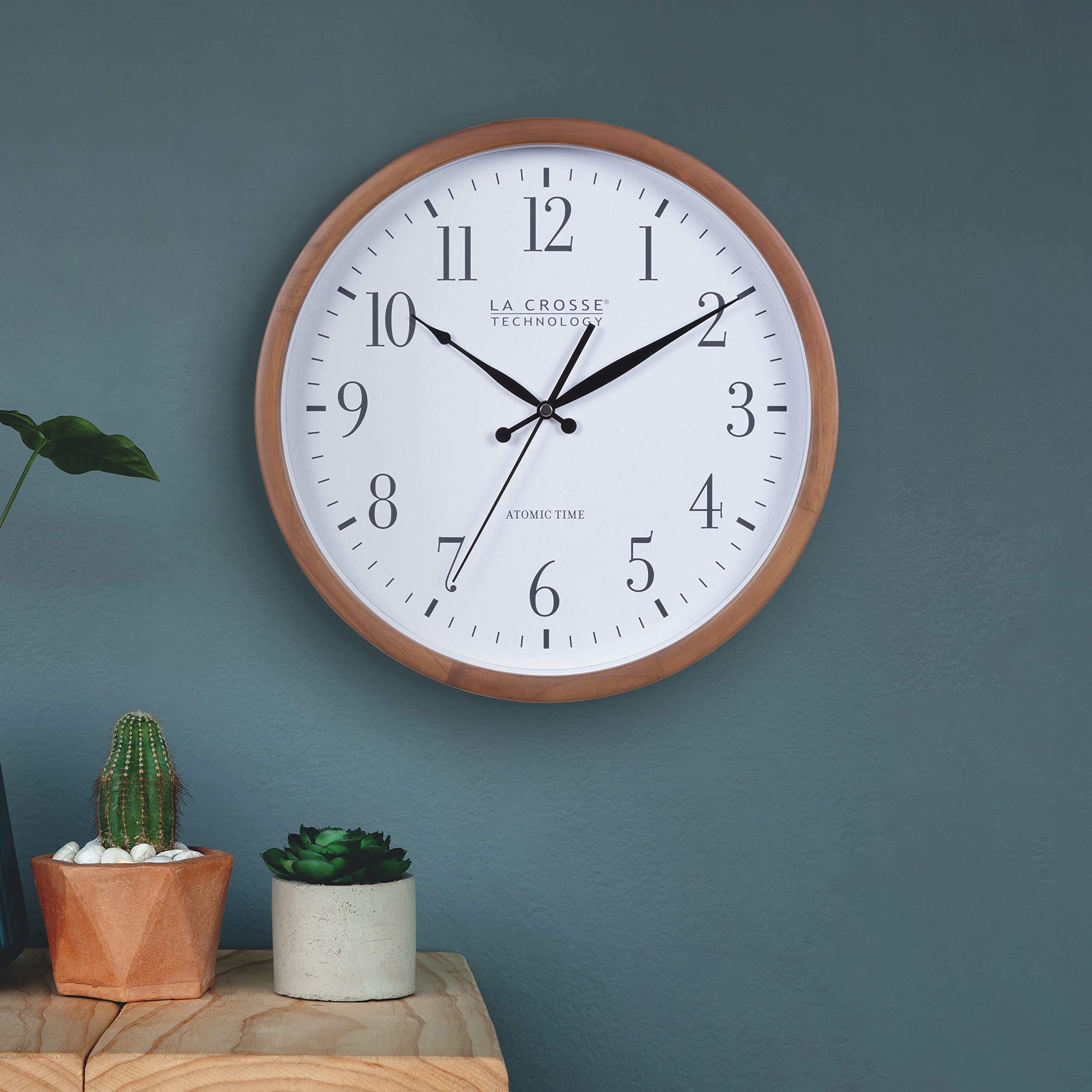 La Crosse Technology 404-50447-INT 12.8" Atomic Walnut Analog Wall Clock