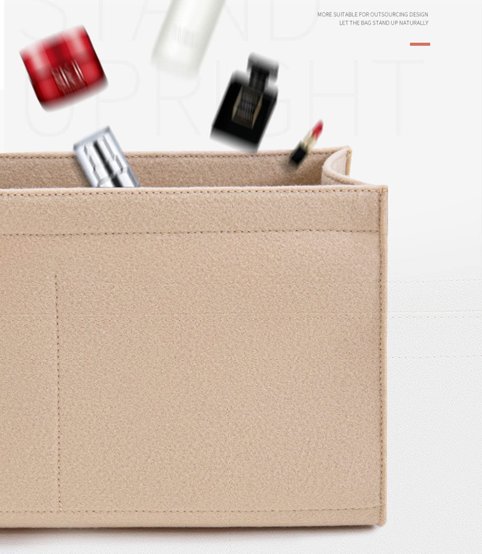 Lckaey purse insert for book tote book small tote organizer organizer 2008beige-M