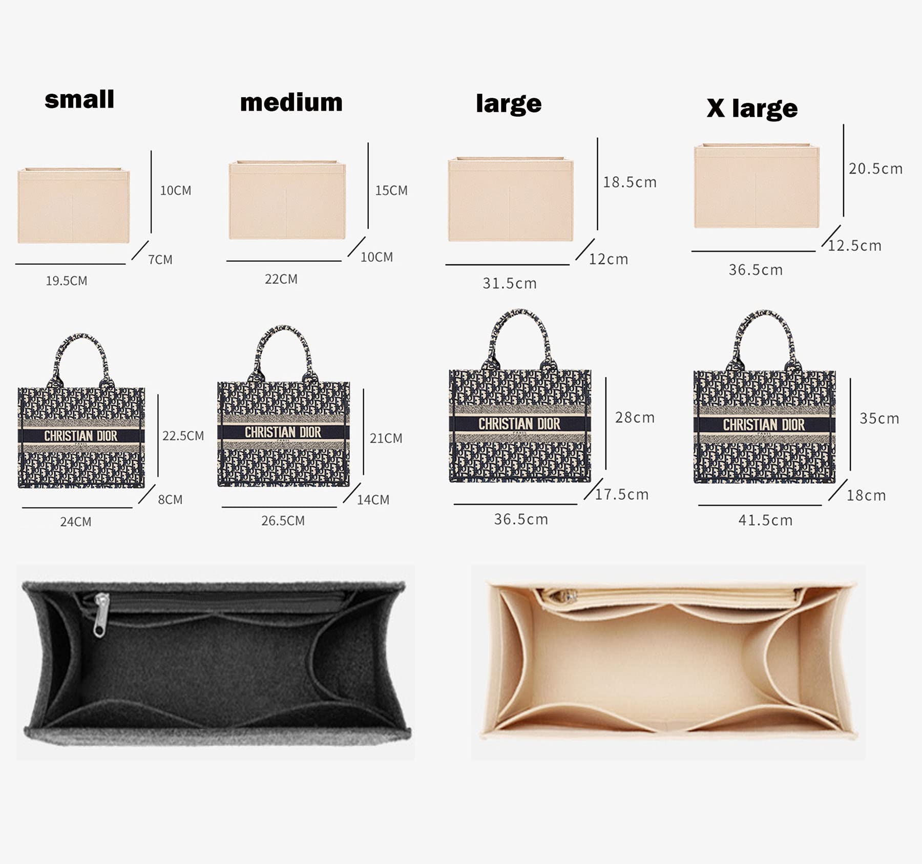 Lckaey purse insert for book tote book small tote organizer organizer 2008beige-M