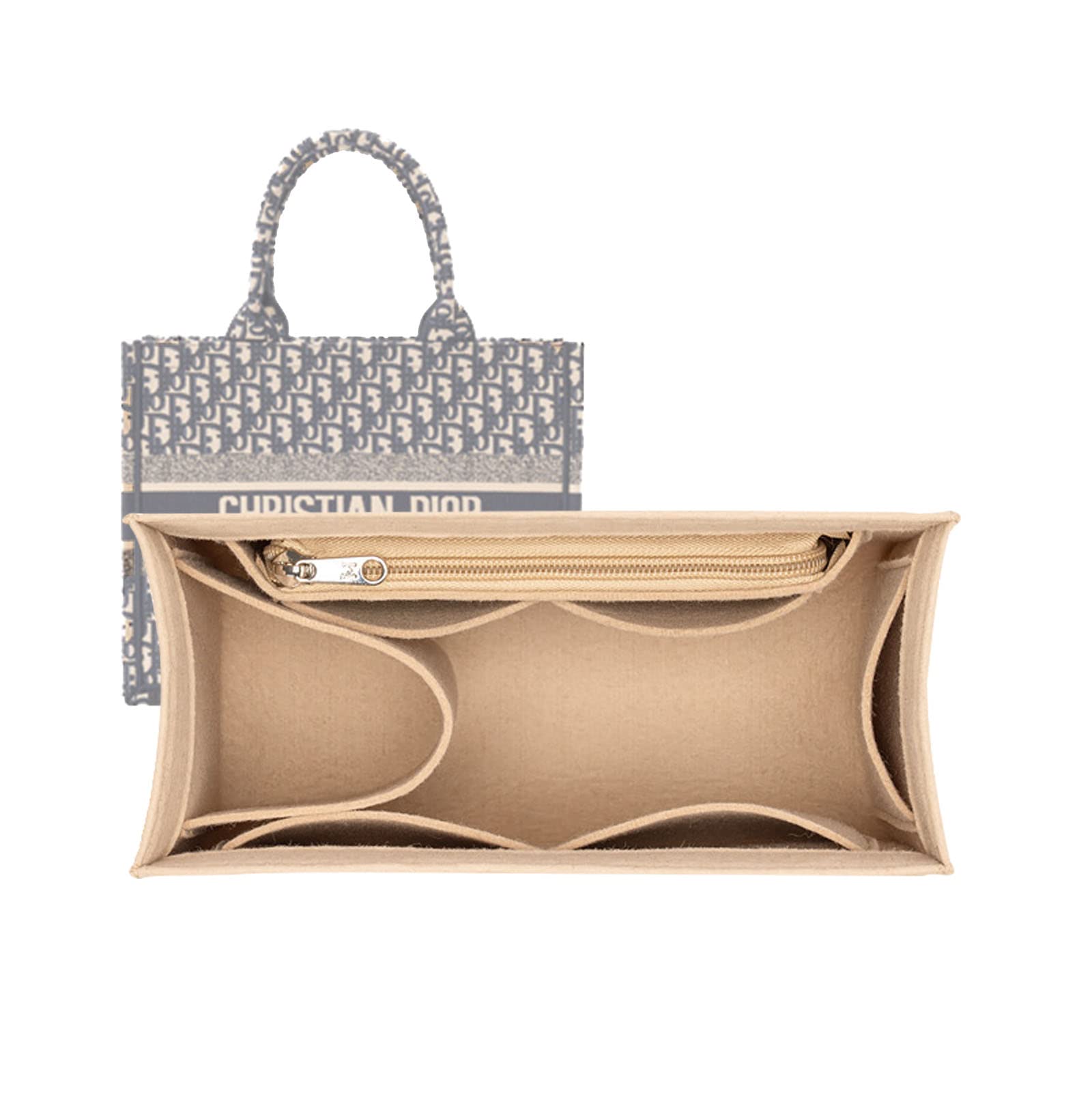 Lckaey purse insert for book tote book small tote organizer organizer 2008beige-M